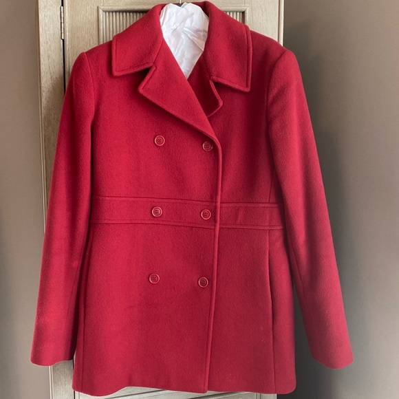 Harold's | Jackets & Coats | Harolds Wool Pea Coat 4 Red Holiday Euc ...